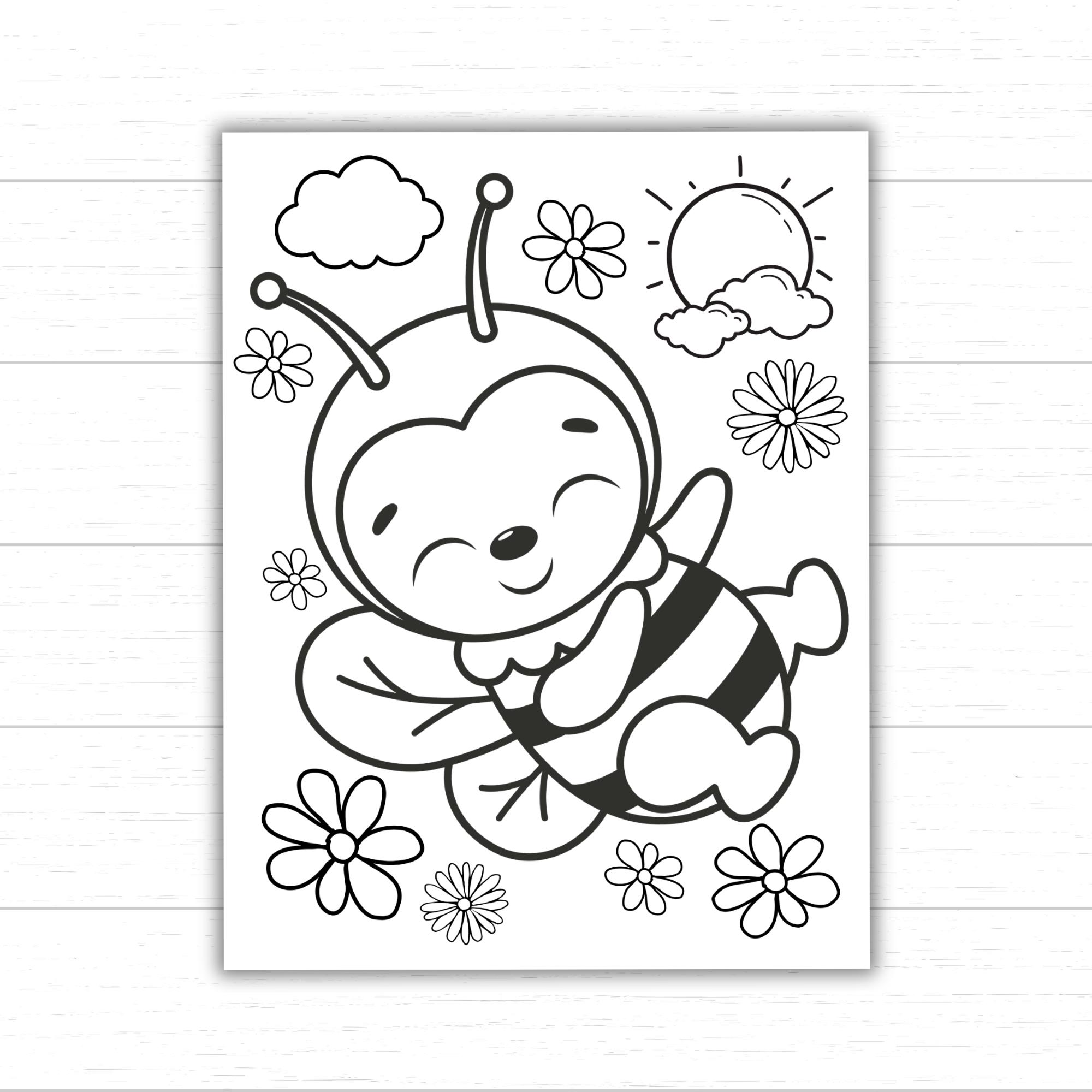 Bee Coloring Pages Printable for Kids, Spring Preschool Coloring Sheets ...