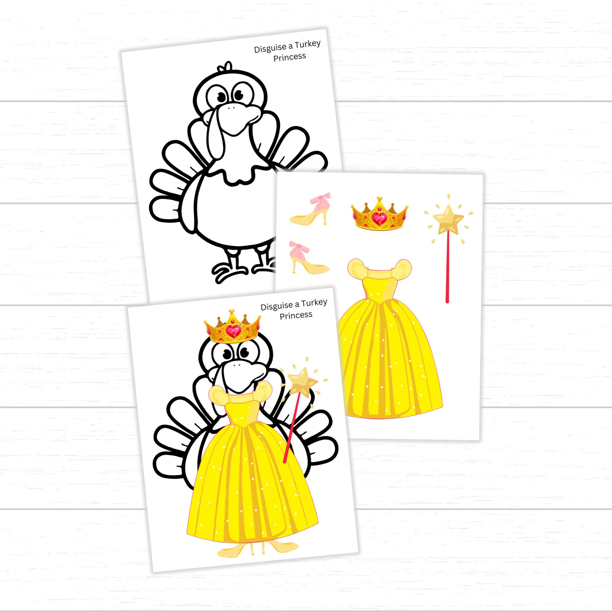 Princess Disguise a Turkey Set – Printable Thanksgiving Craft for Kids ...