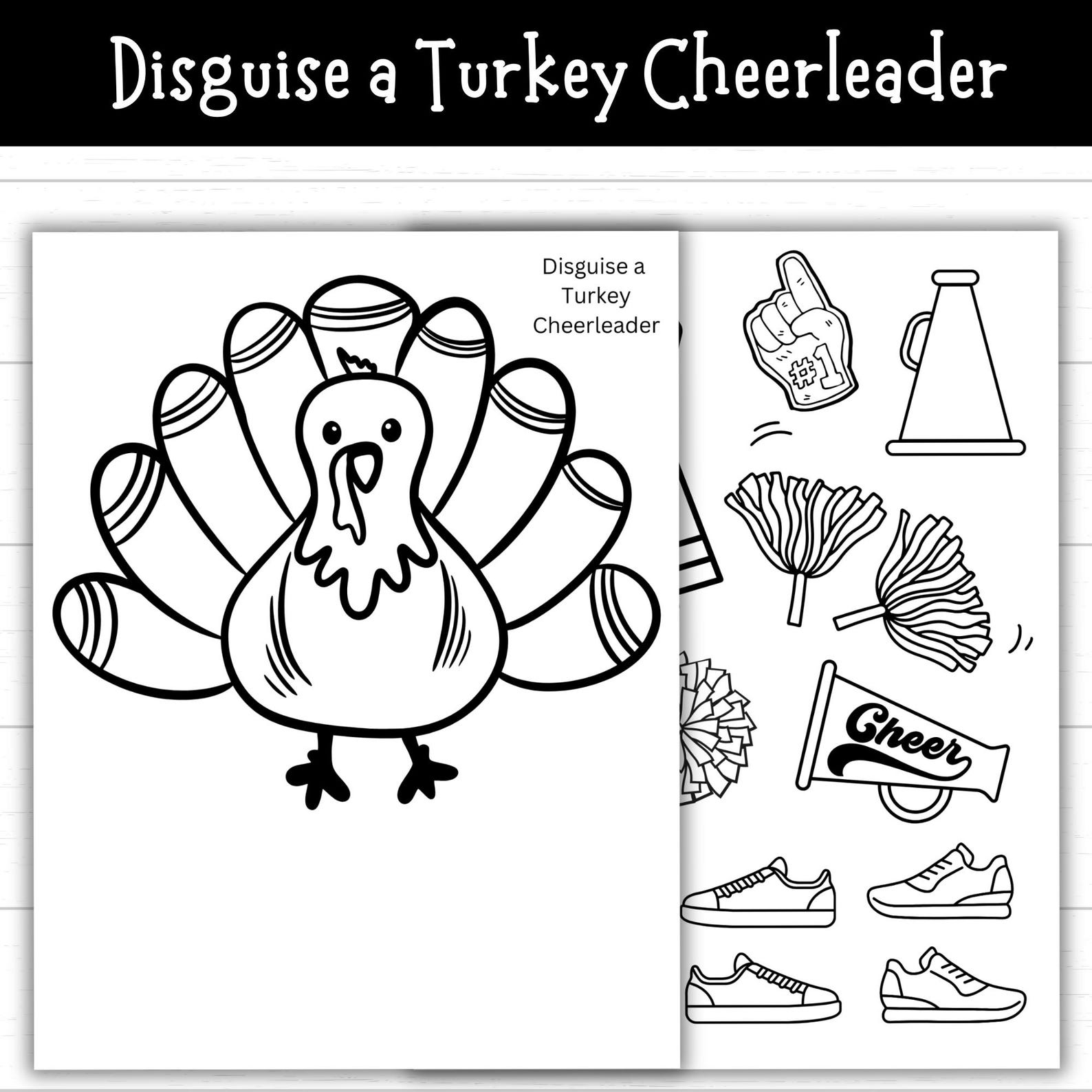 Disguise a Turkey Cheerleader, Cheerleader Turkey, Printable ...