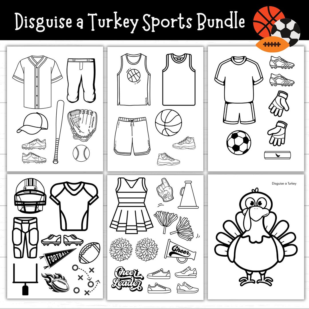 Disguise a Turkey Sports Bundle, Sport Turkey Disguise Project ...
