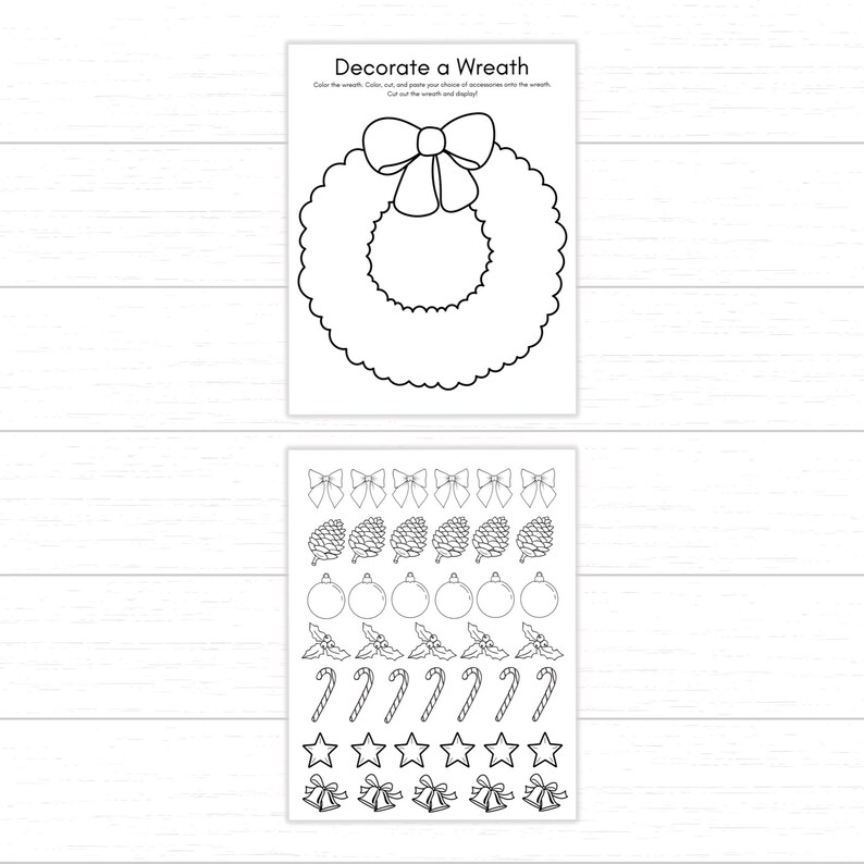 Build a Wreath Printable Christmas Activity for Kids | Decorate a ...