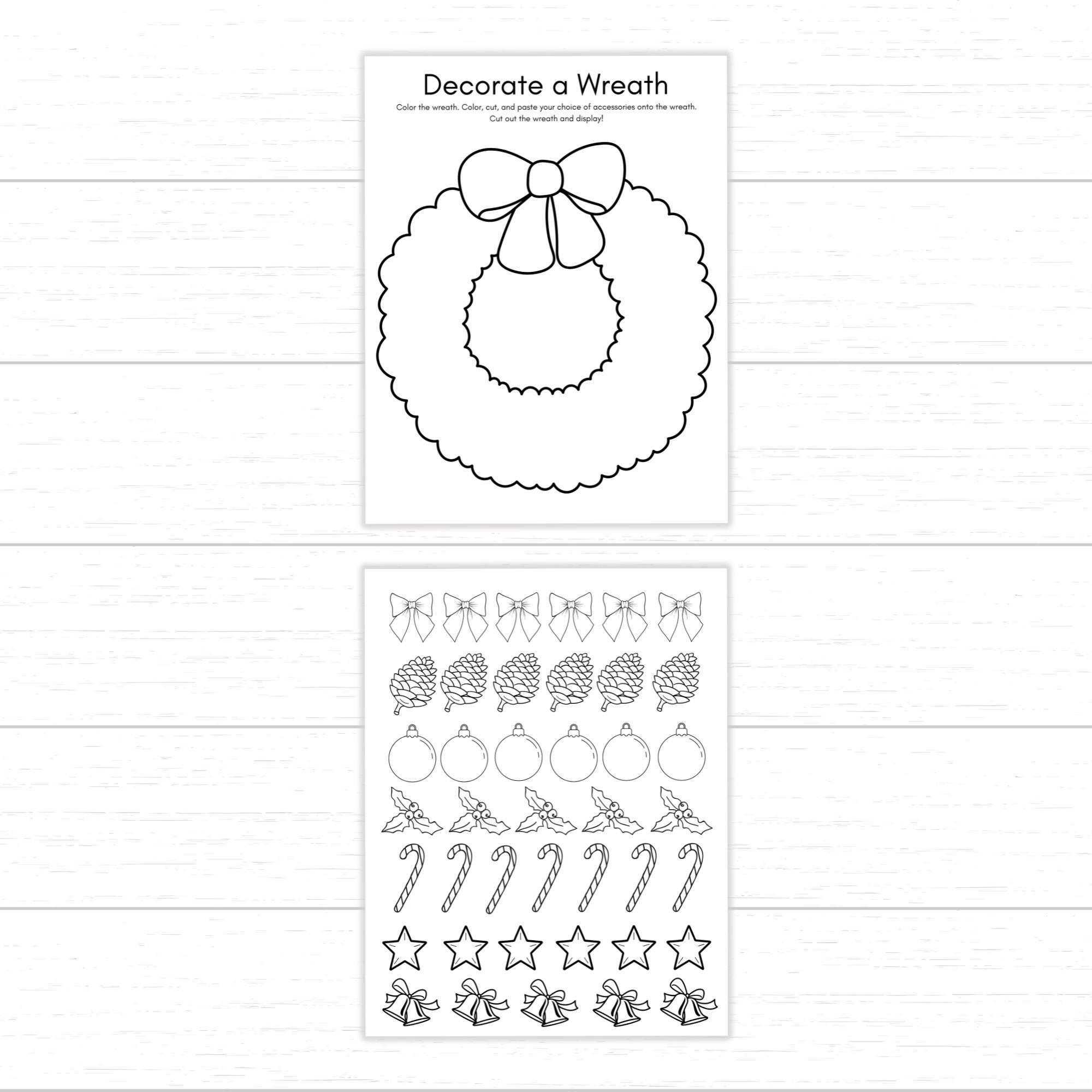 Build a Wreath Printable Christmas Activity for Kids | Decorate a ...