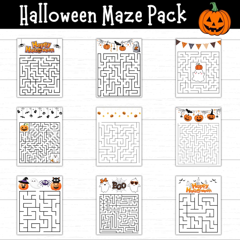 Halloween Mazes for Kids, Halloween Maze Printables, Printable Maze for ...