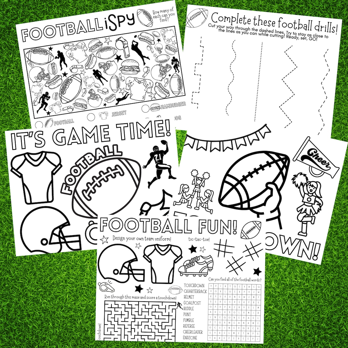 Football Activity Placemats for Kids, Printable Football Activities ...