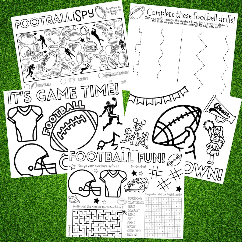 Football Activity Placemats for Kids, Printable Football Activities ...