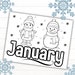 January Coloring Page, Month of January Coloring Page, Winter Coloring ...