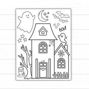 Haunted House Coloring Pages, Halloween Coloring Pages, Spooky Coloring ...