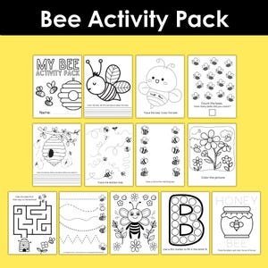 Printable Bee Activity Pack for Kids, Spring Worksheets, Coloring Pages ...