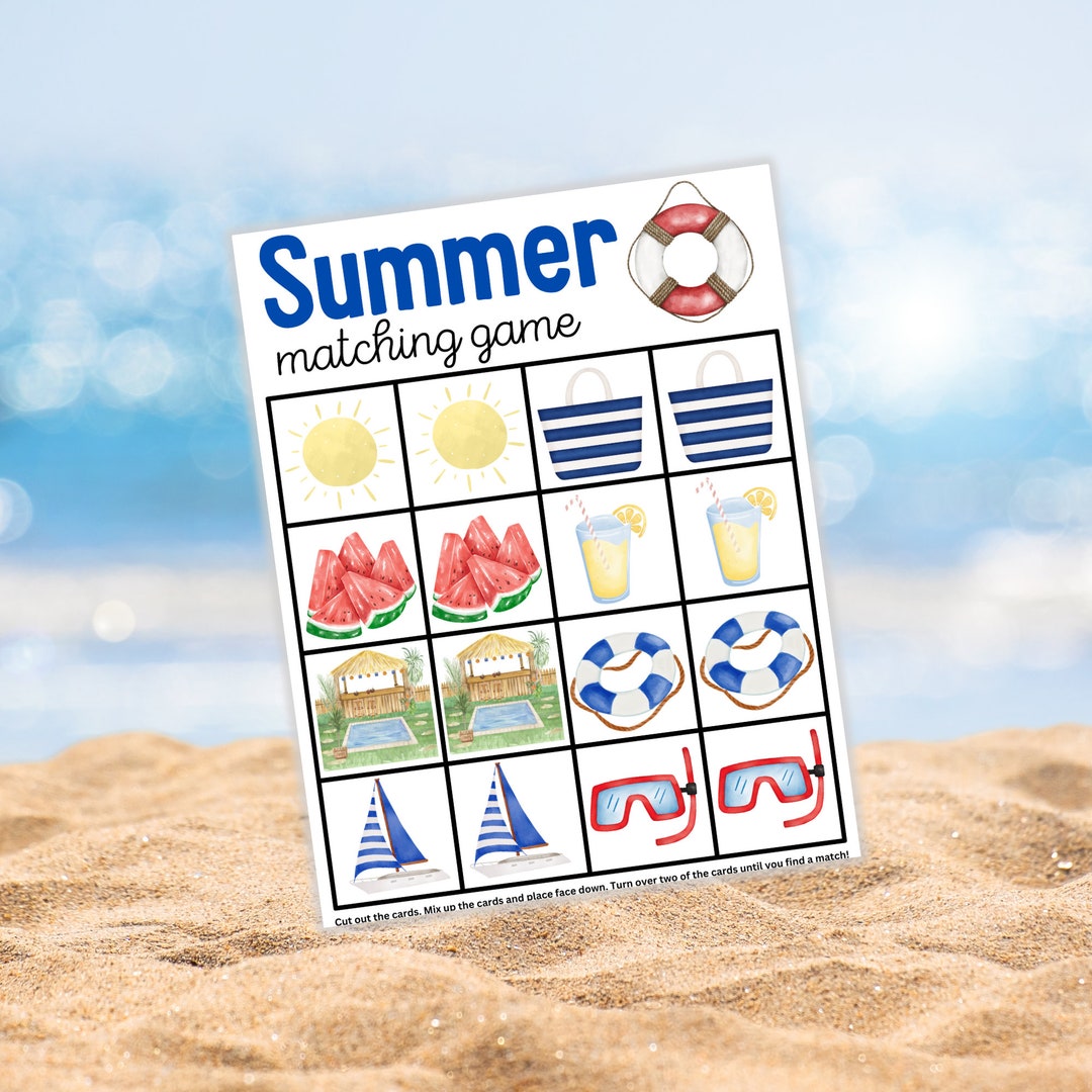Summer Matching Game Printable for Kids, Summer Memory Game - Etsy ...