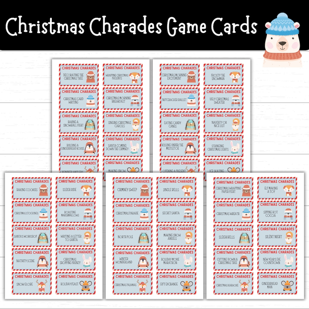 Christmas Charades Printable, Charades Printable Game Cards, Christmas ...