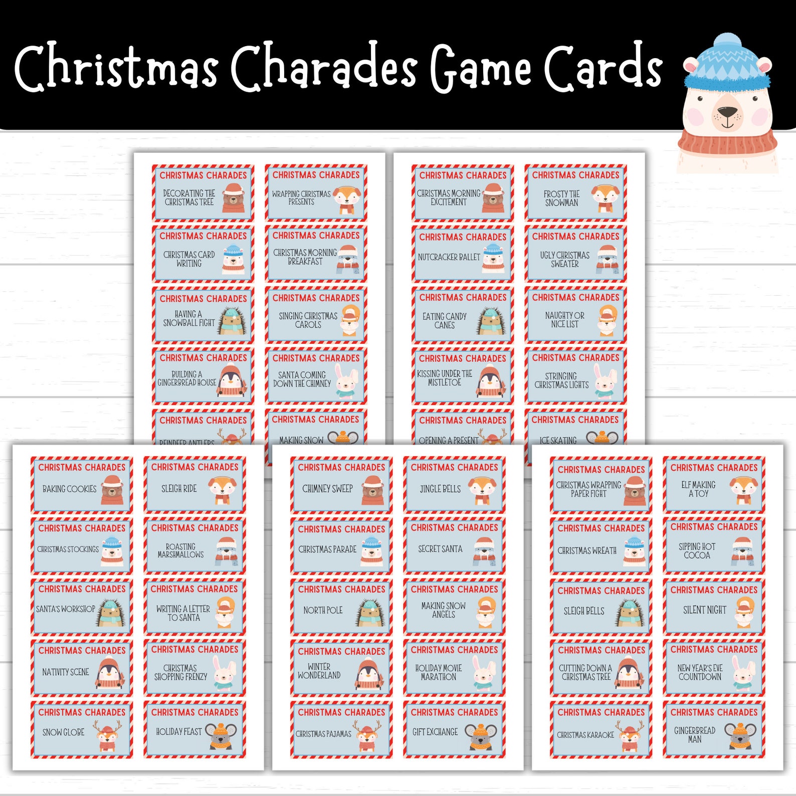 Christmas Charades Printable Charades Printable Game Cards - Etsy