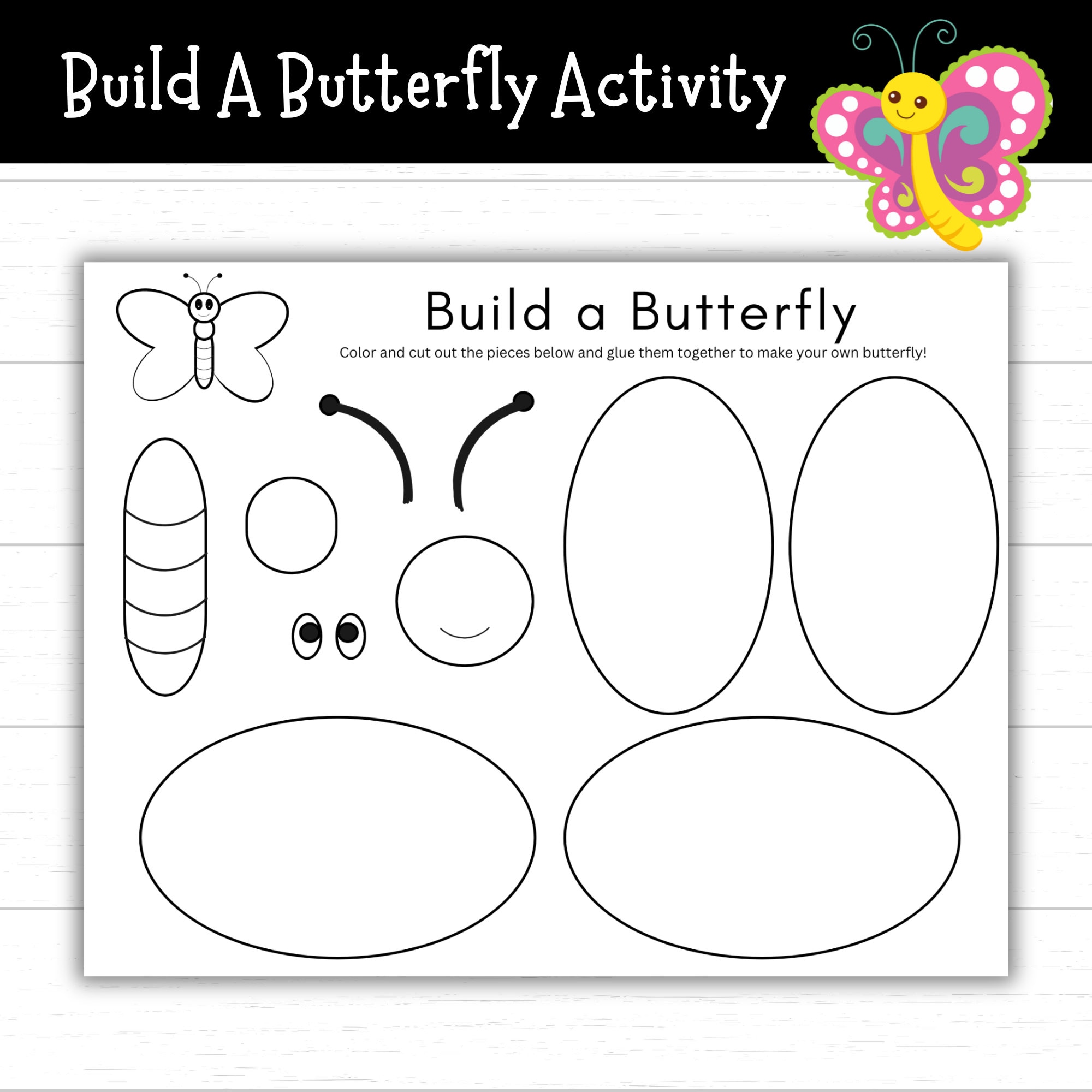 Build a Butterfly Printable, Butterfly Coloring Pages, Butterfly Cut ...