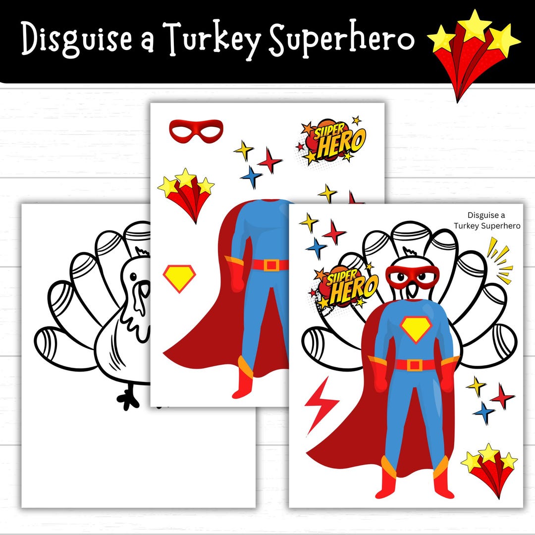 Disguise a Turkey Superhero, Superhero Turkey, Printable Superhero ...
