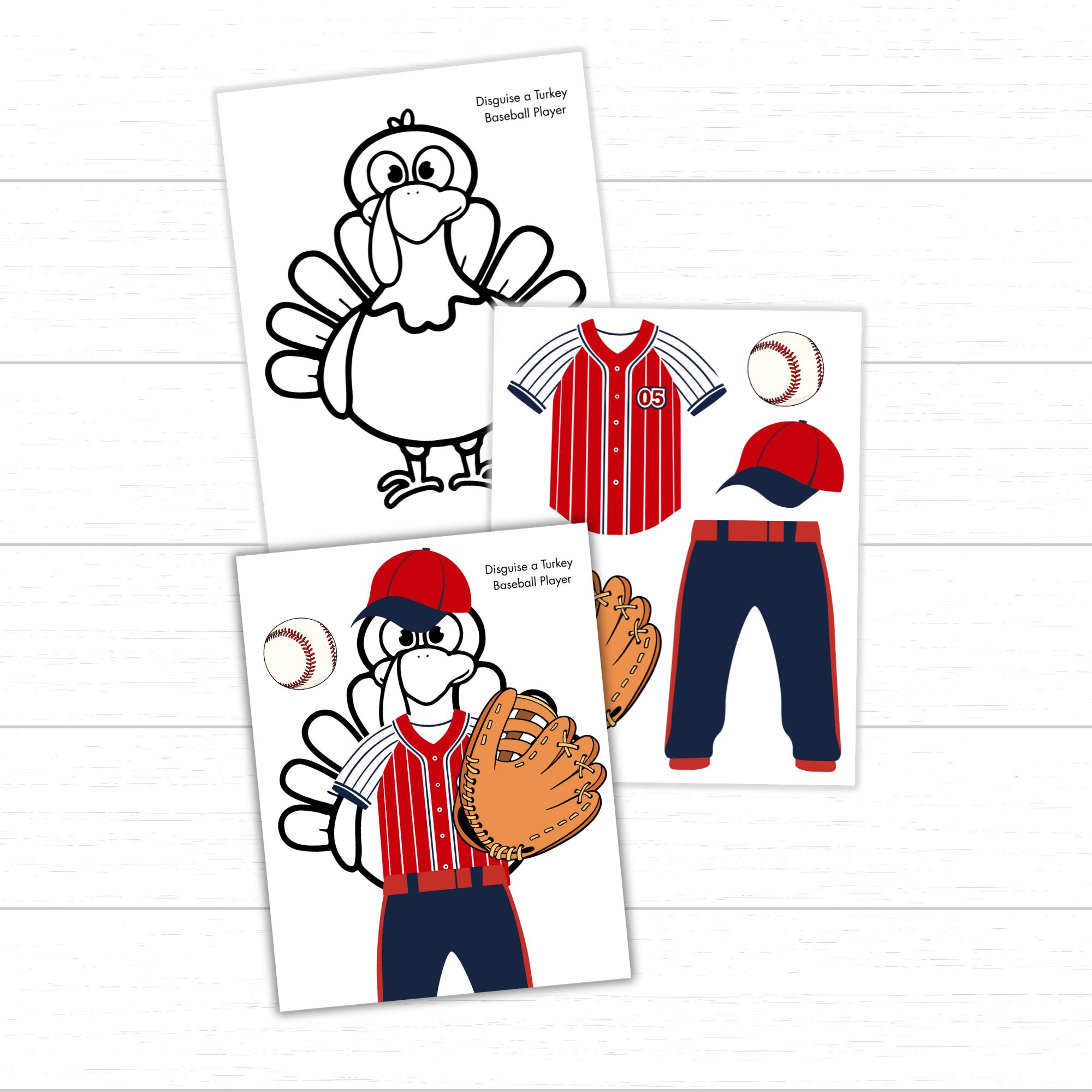 Disguise a Turkey Baseball Player, Printable Turkey Disguise, Sports ...