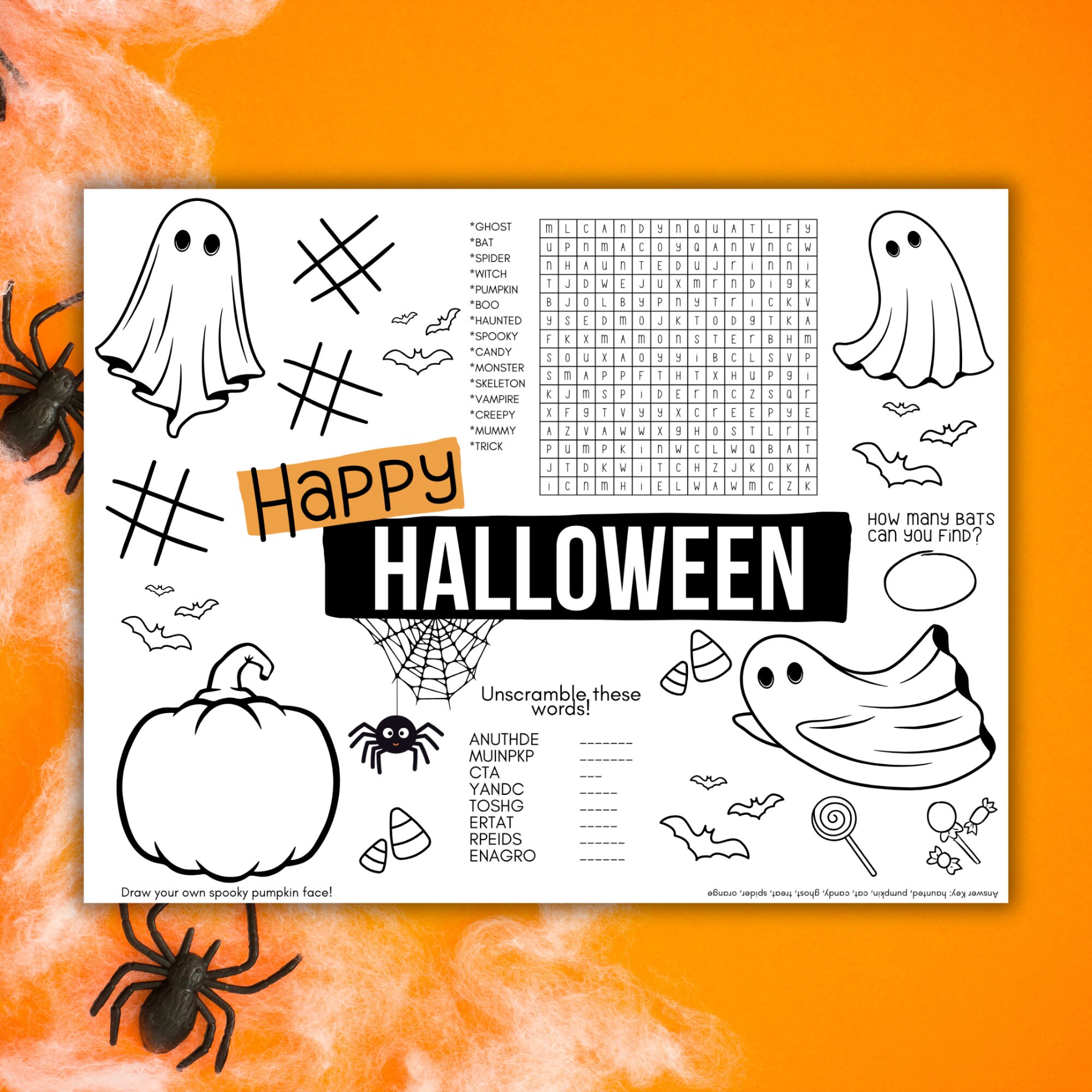 Halloween Placemat Activity Printable Halloween Placemats - Etsy