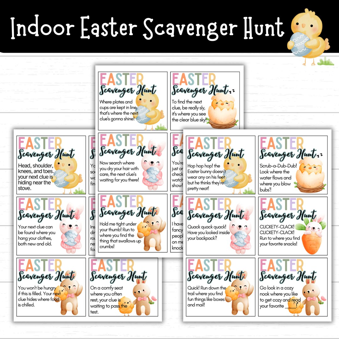 Easter Scavenger Hunt Printable for Kids, Indoor Easter Activity Game ...