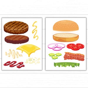 Build a Burger Printable Set, Hamburger Pretend Play, Craft for Kids ...