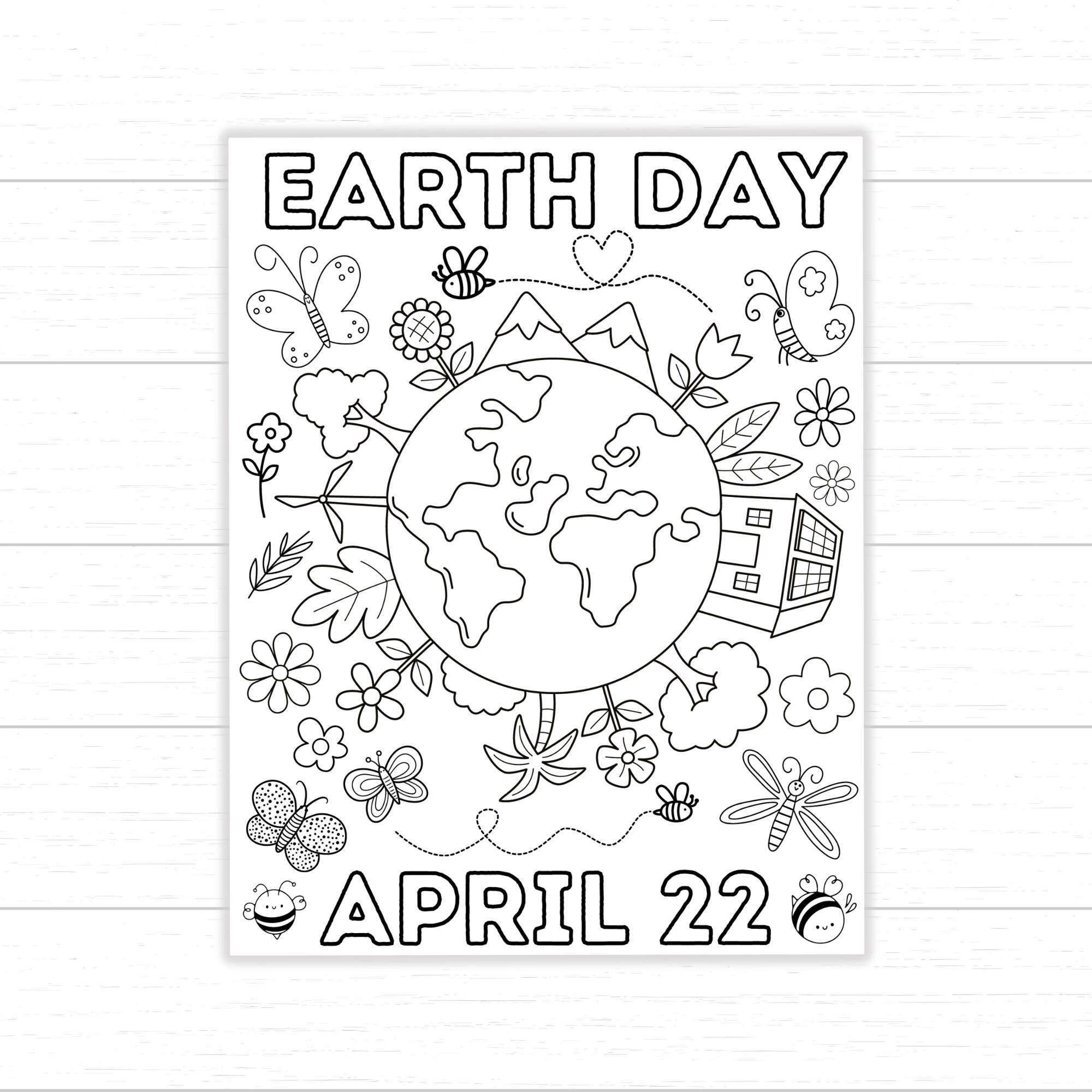 Earth Day Coloring Page, Coloring Pages for Kids, Celebrate Earth Day ...