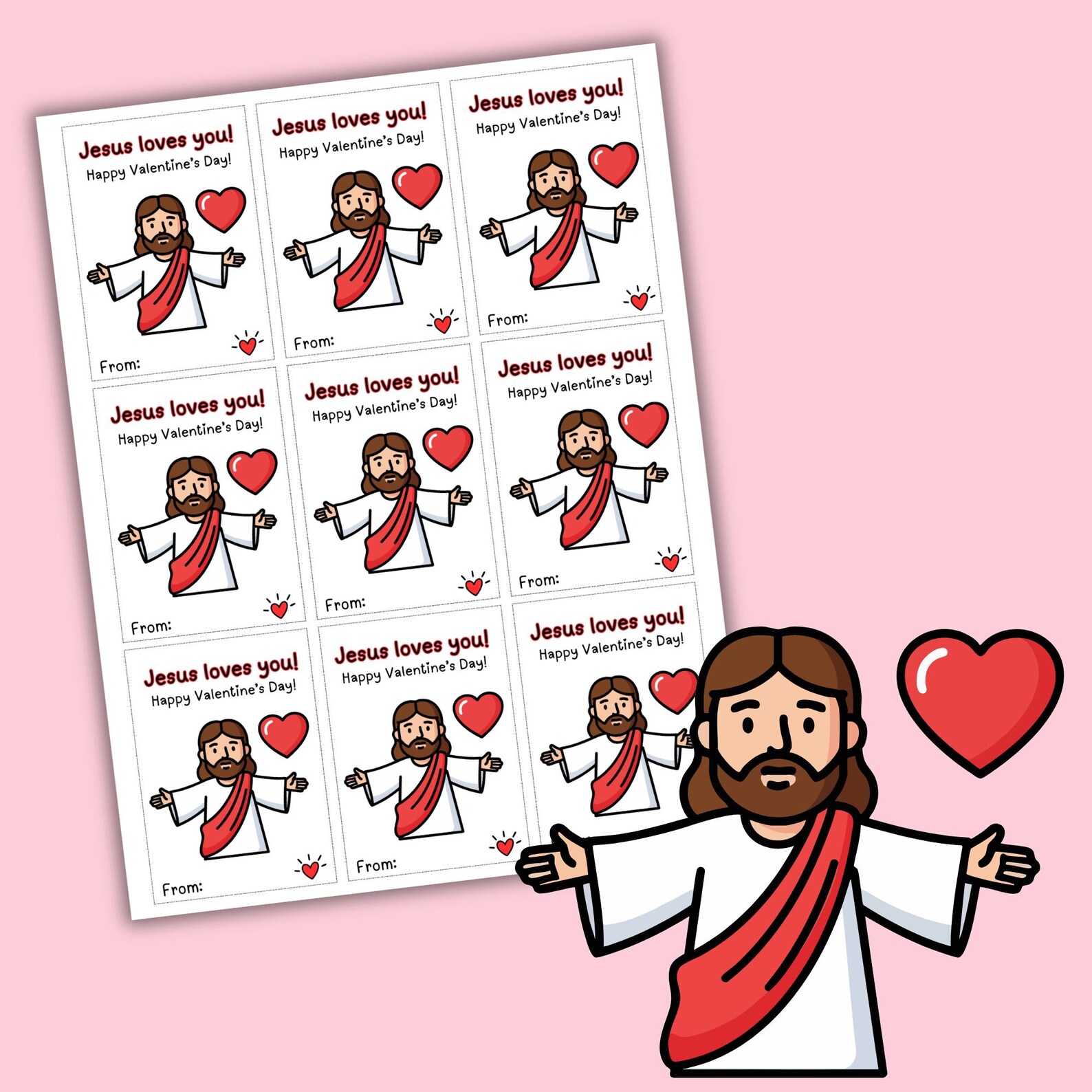Jesus Loves You Valentine Cards Printable, Christian Valentine’s Day ...