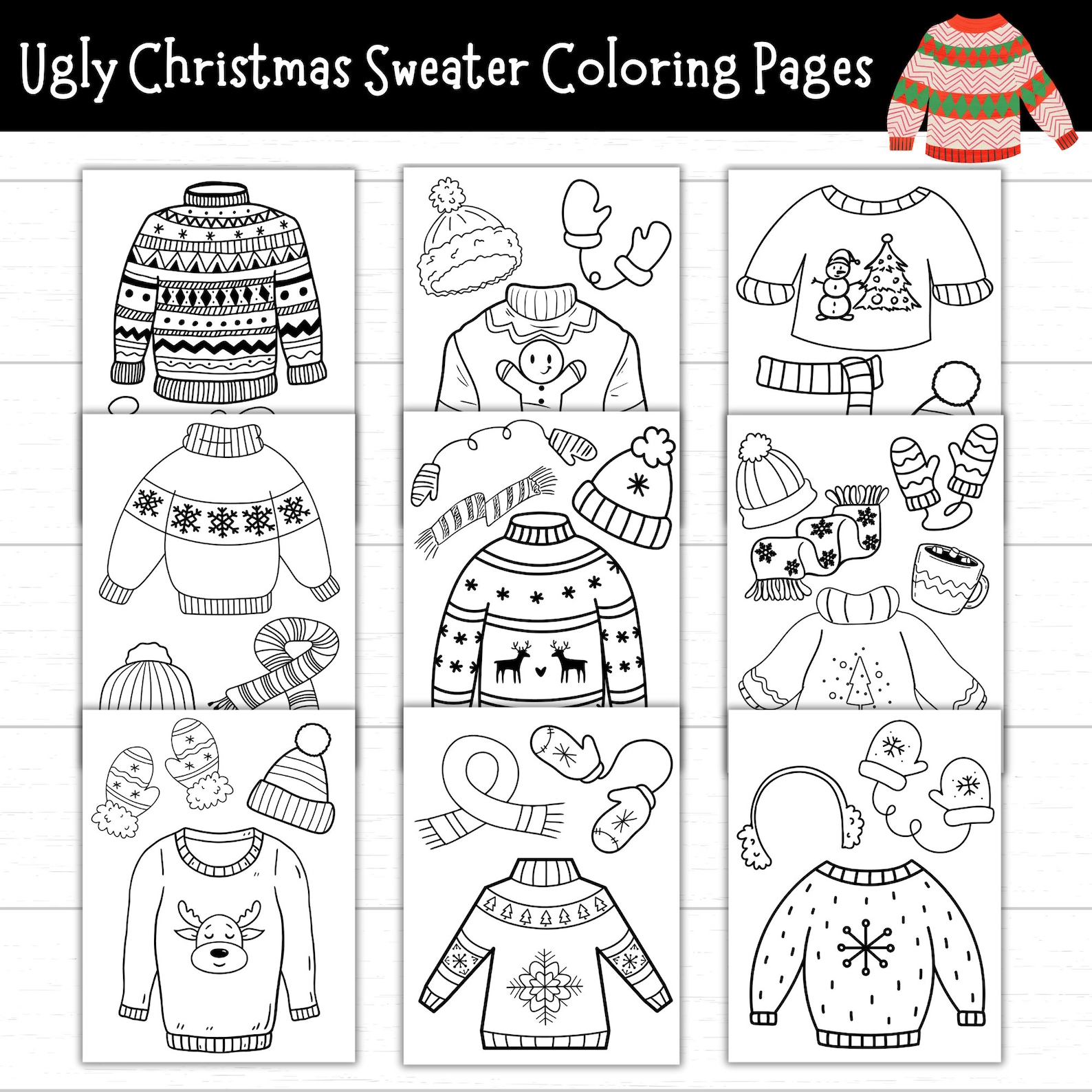 Ugly Christmas Sweater Coloring Pages, Ugly Christmas Sweater ...