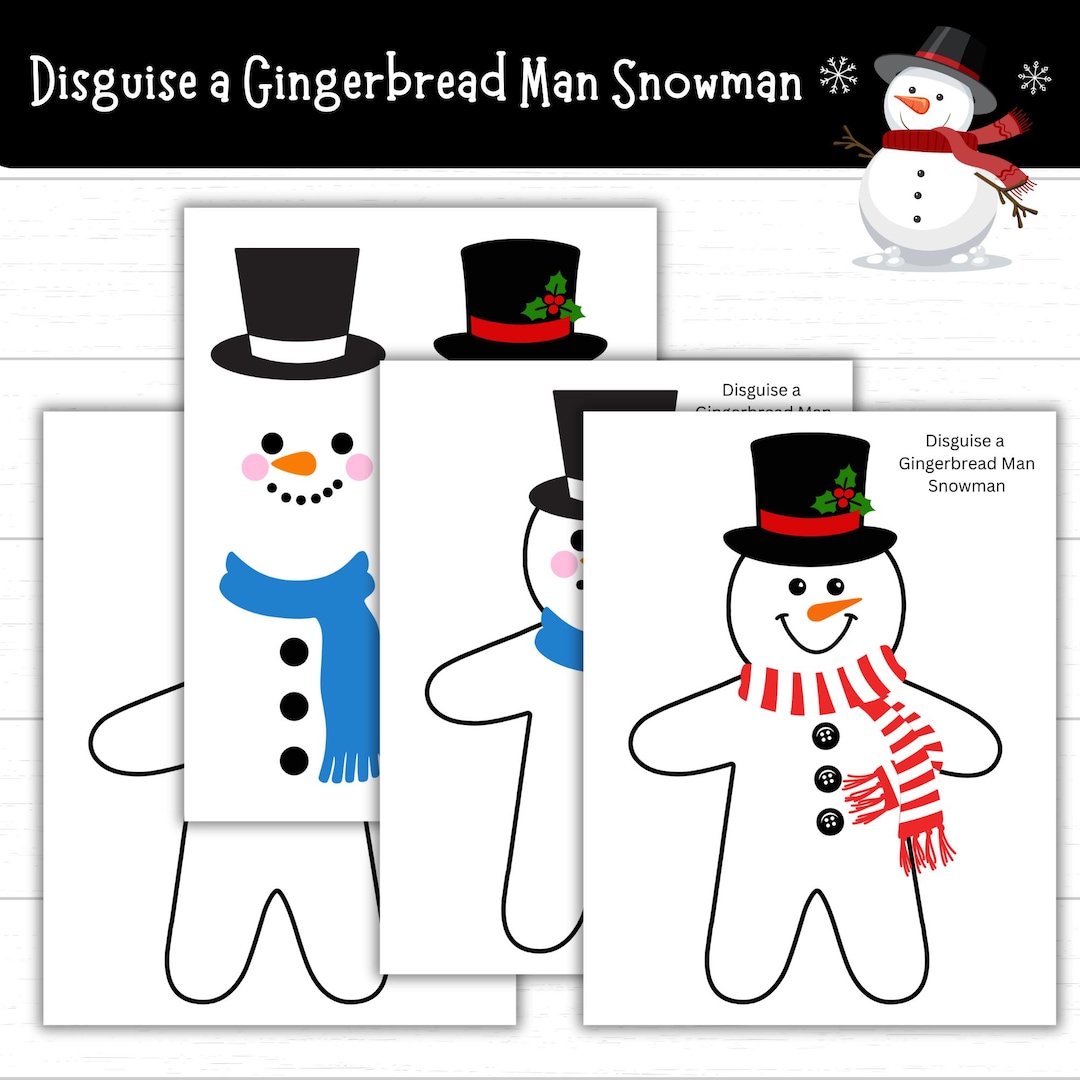 Disguise a Gingerbread Man Snowman, Printable Snowman Outfit, Winter ...