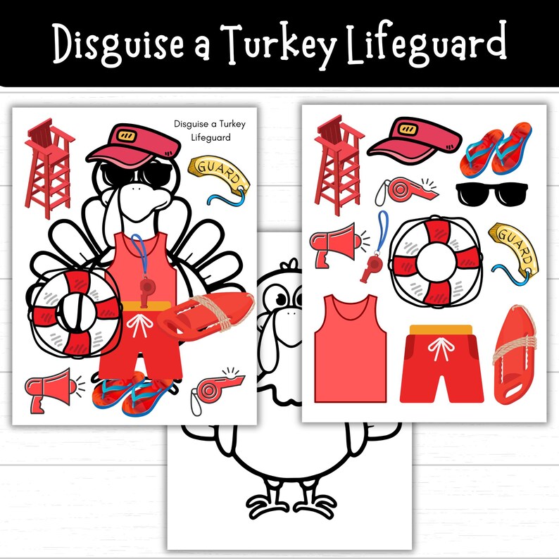 Disguise a Turkey Lifeguard, Turkey Disguise Project, Thanksgiving ...