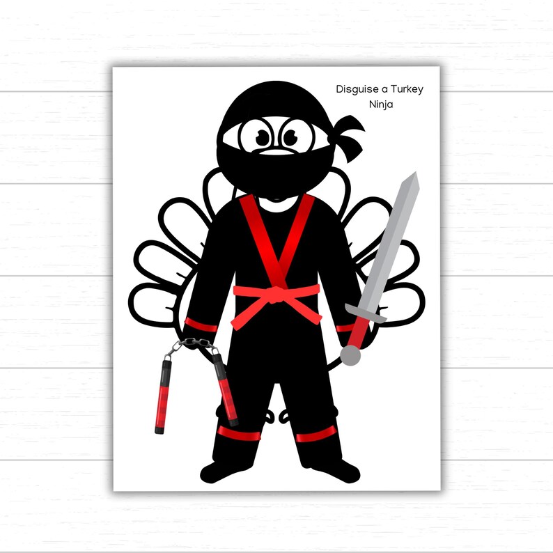 Disguise a Turkey Ninja Printable, Ninja Turkey Craft for Kids ...