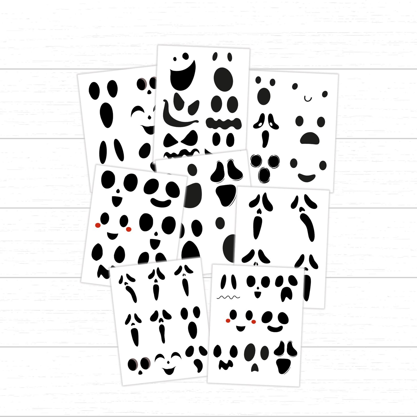 Ghost Faces for Crafts, Printable Set of Ghost Faces, Template, Cut Out ...