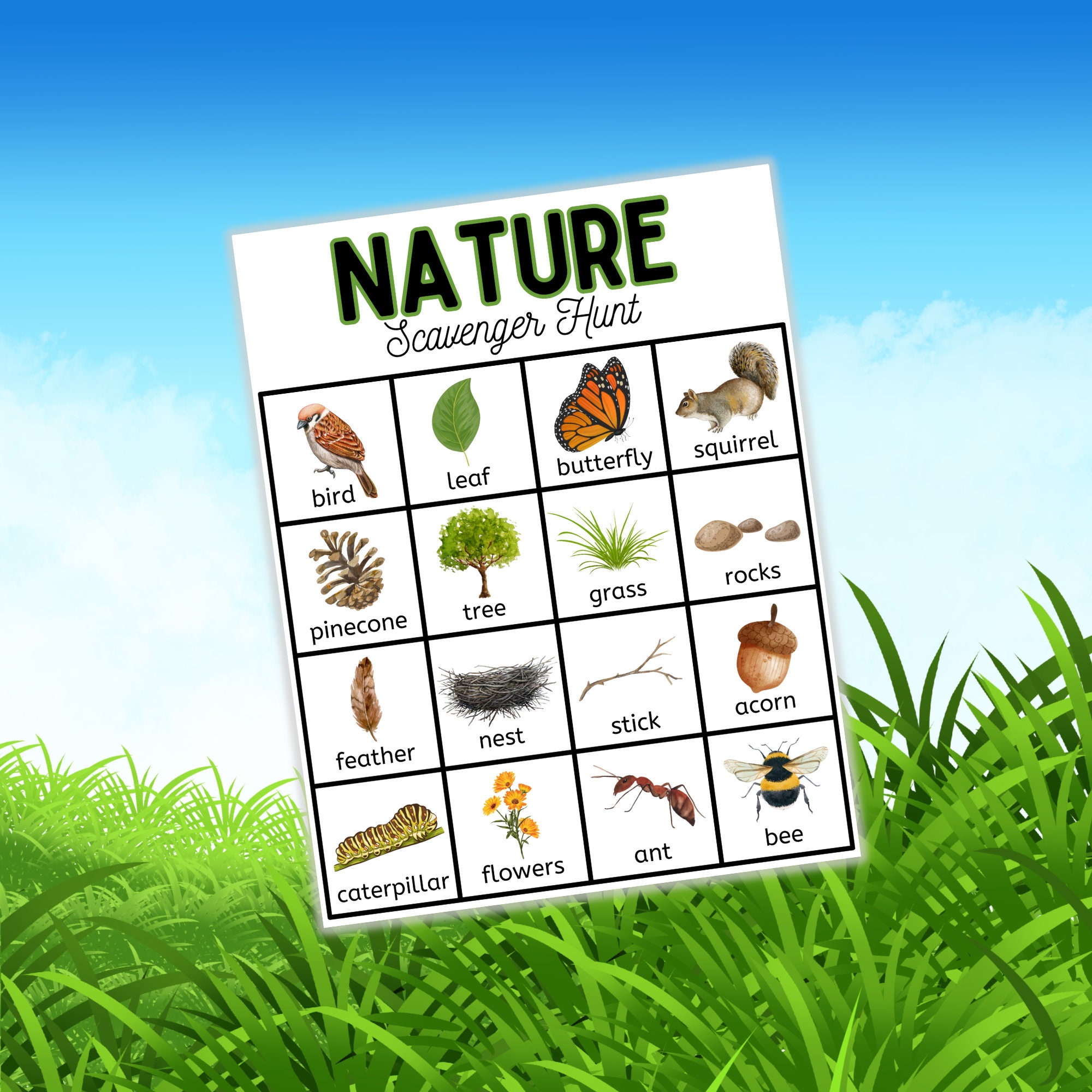 Nature Scavenger Hunt Printable, Kids Outdoor Activity, Educational ...