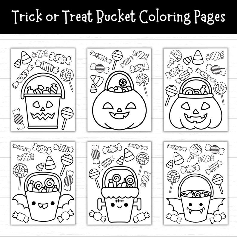 Trick or Treat Bucket Coloring Pages, Halloween Candy Bucket Coloring ...