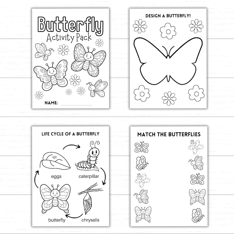Butterfly Activity Pack Printable for Kids, Butterfly Craft, Coloring ...