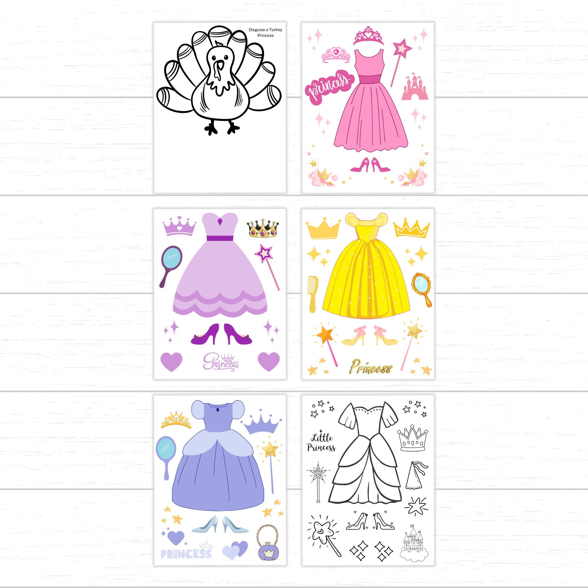 Disguise a Turkey Princess, Printable Princess Outfits, Turkey in ...