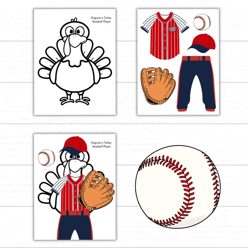 Disguise a Turkey Baseball Player, Printable Turkey Disguise, Sports ...