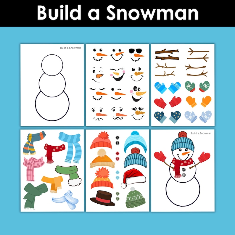 Build a Snowman Printable, Snowman Cut and Paste Printable, Printable ...