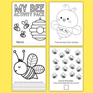 Printable Bee Activity Pack for Kids, Spring Worksheets, Coloring Pages ...