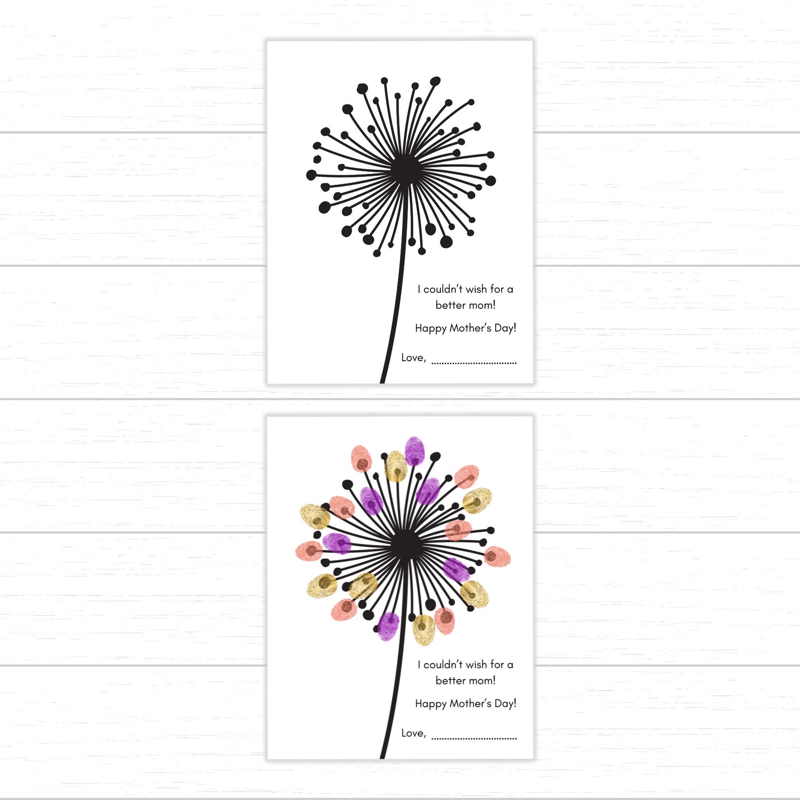 Mother's Day Dandelion Fingerprint Art, Printable Keepsake, DIY Gift ...