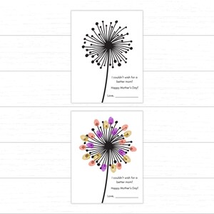 Mother's Day Dandelion Fingerprint Art, Printable Keepsake, DIY Gift ...