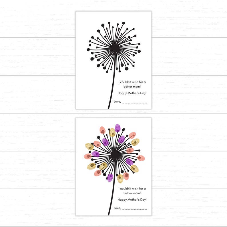 Mother's Day Dandelion Fingerprint Art, Printable Keepsake, DIY Gift ...