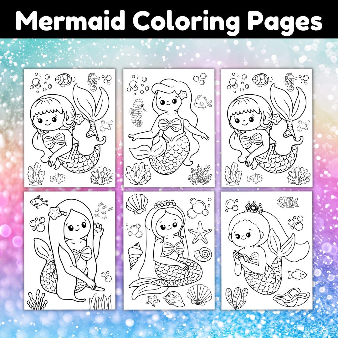 Mermaid Coloring Pages Printable for Kids, Under the Sea Ocean Theme ...