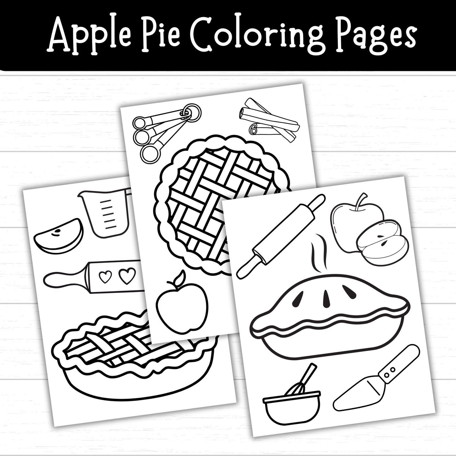 Apple Pie Coloring Pages Printable, Apple Activities, Fall Apple ...