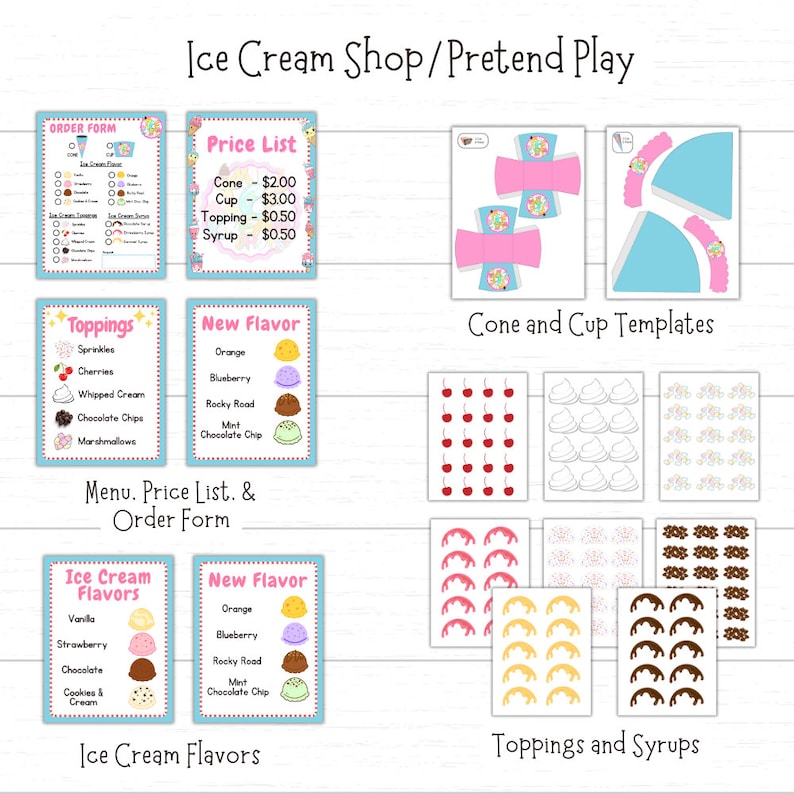 Ice Cream Shop Dramatic Play Kit, Ice Cream Shop Pretend Play, Ice ...