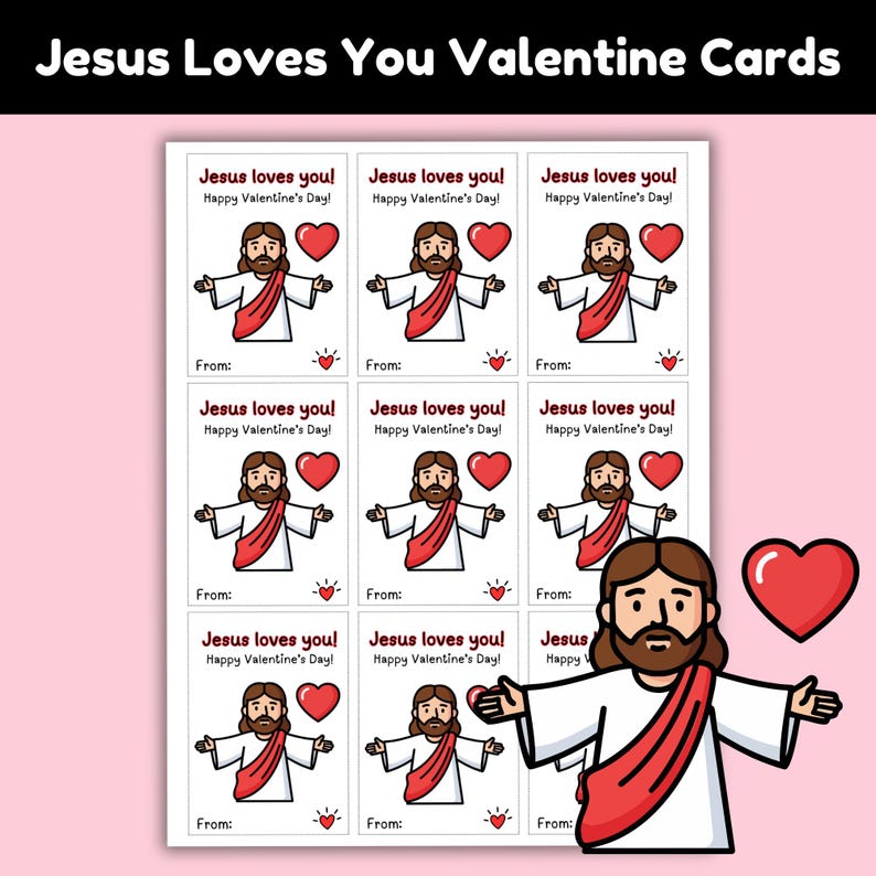 Jesus Loves You Valentine Cards Printable, Christian Valentine’s Day ...