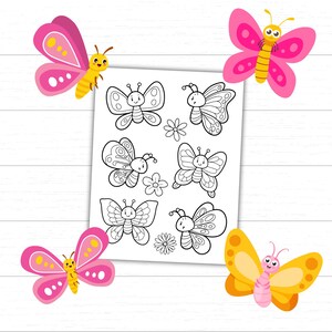 Cute Butterfly Coloring Page Printable, Spring Activity (PDF Pattern ...