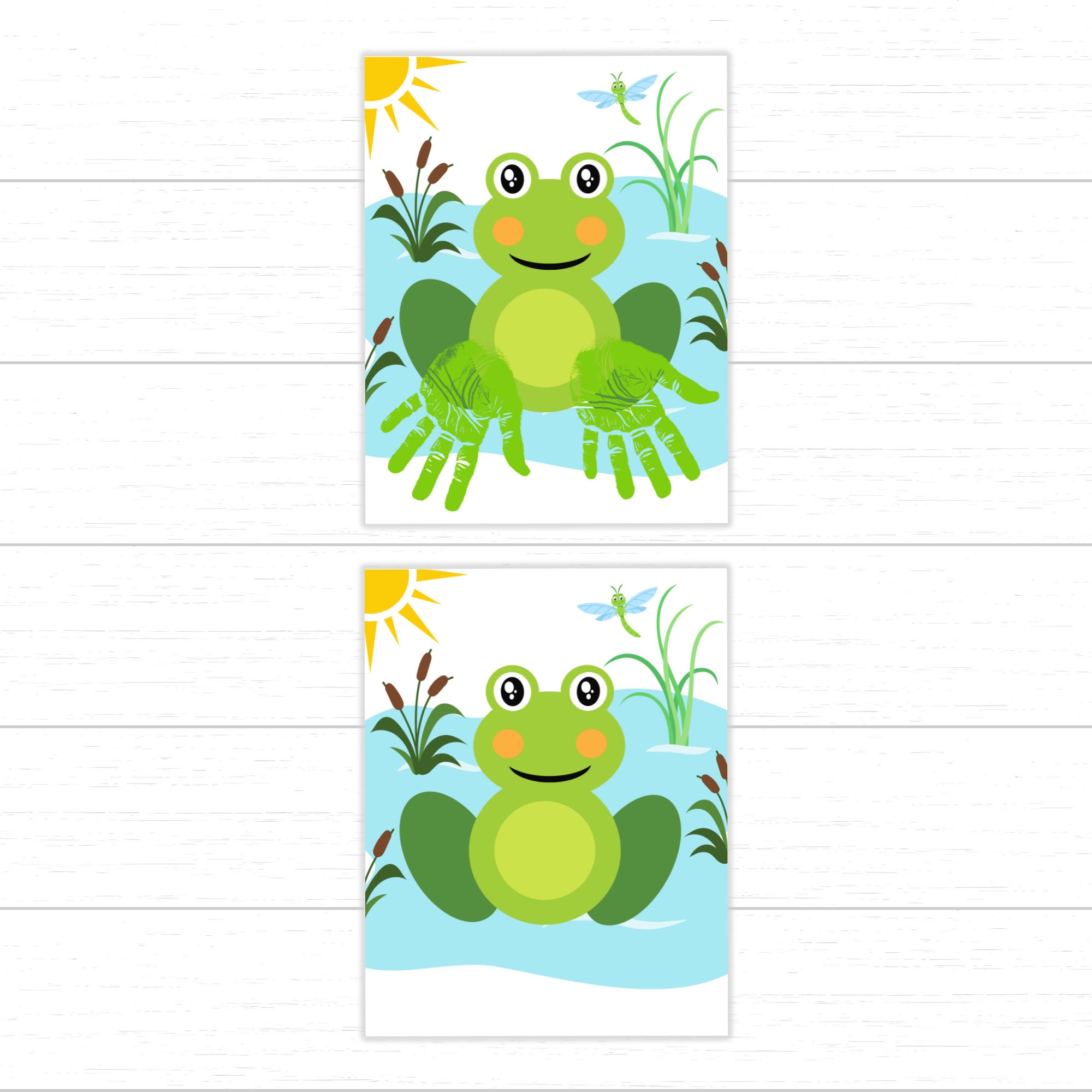 Frog Handprint Art, Green Frog Handprint, Frog Handprint Painting, Frog ...