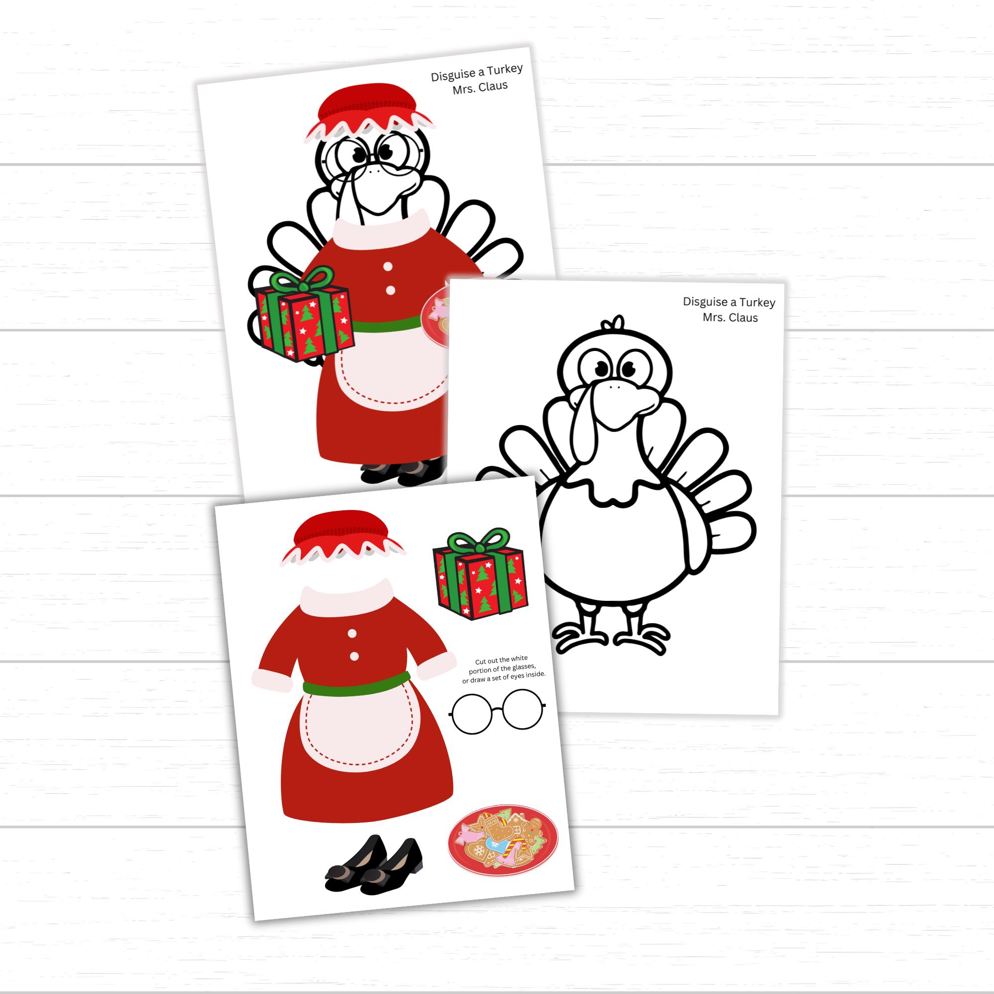 Disguise a Turkey Mrs. Claus, Mrs. Claus Turkey, Mrs. Claus Printable ...