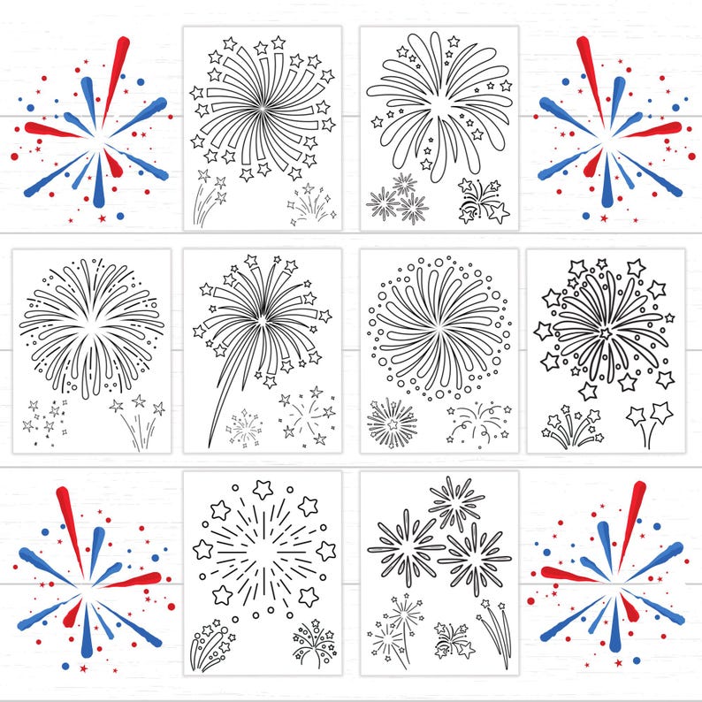 4th of July Coloring Pages Printable | Fireworks Coloring Sheets for ...