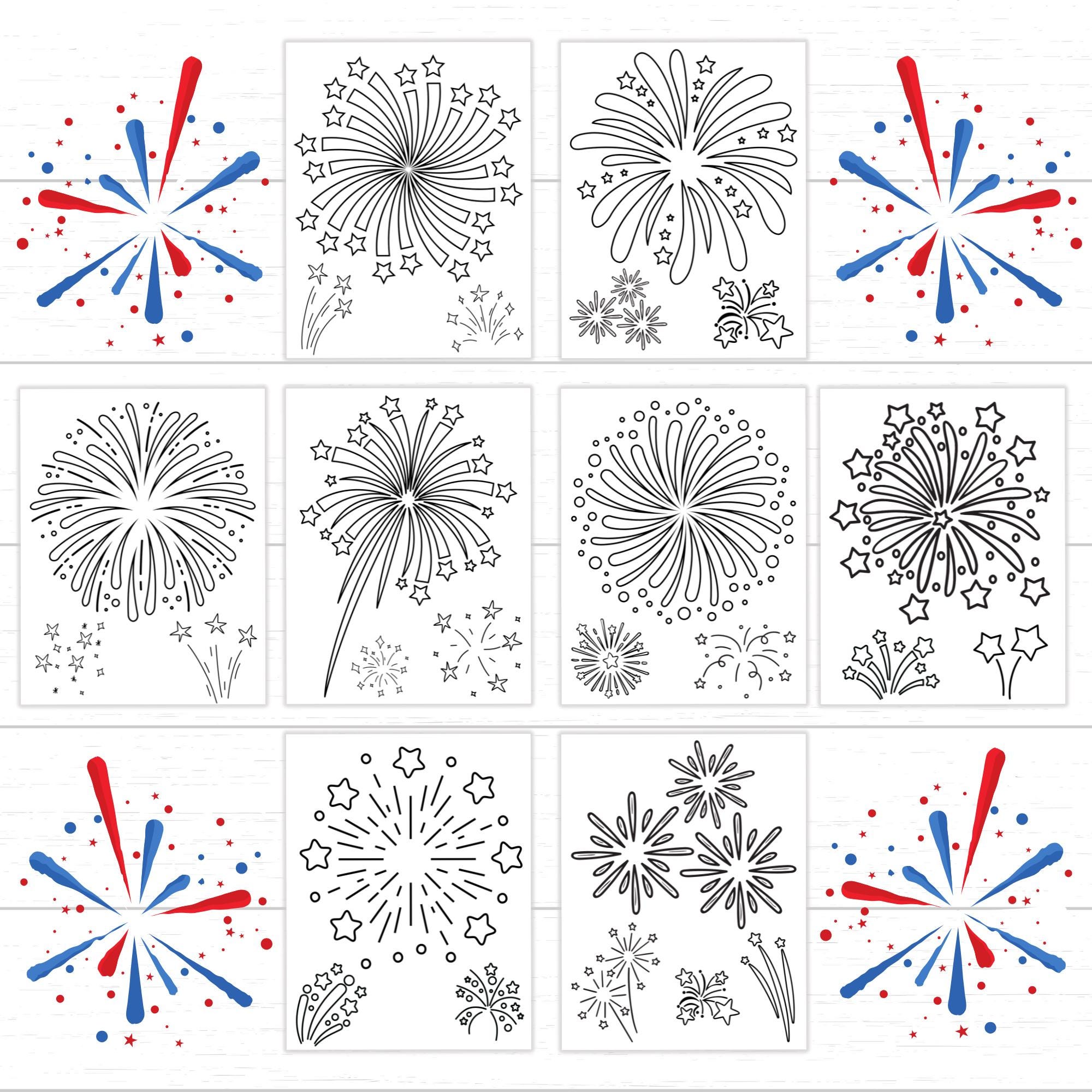4th of July Coloring Pages Printable | Fireworks Coloring Sheets for ...
