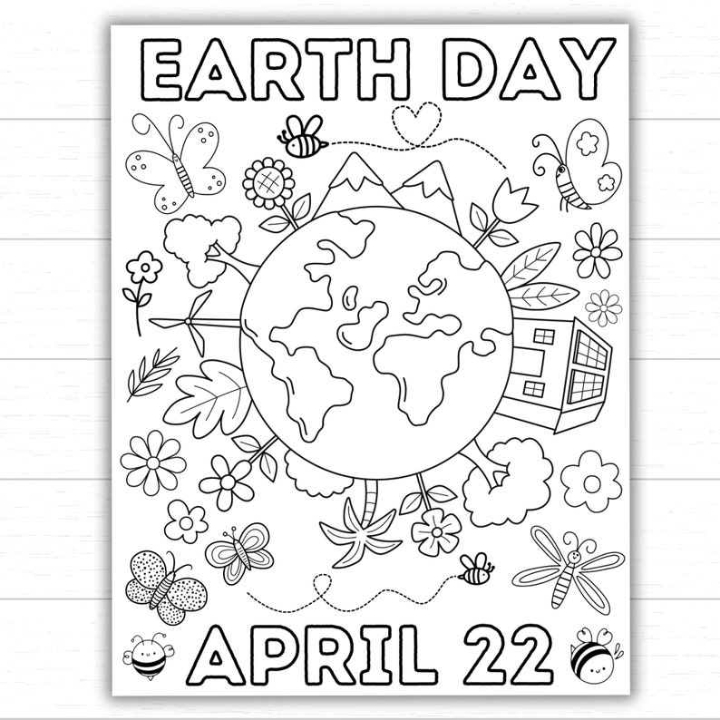 Earth Day Coloring Page, Coloring Pages for Kids, Celebrate Earth Day ...