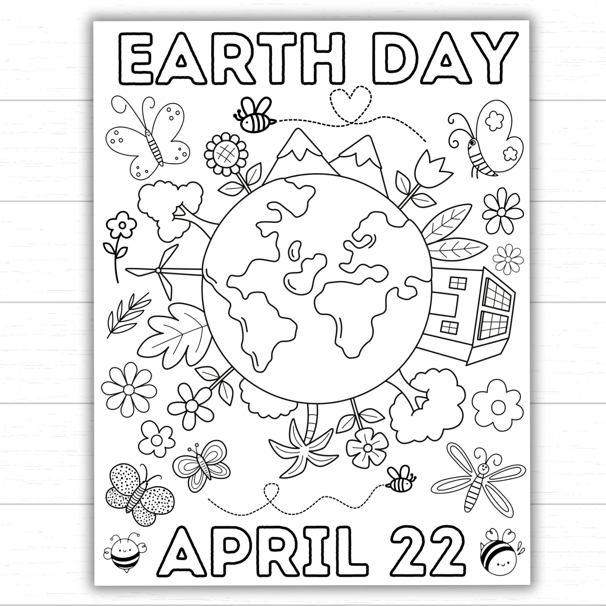 Earth Day Coloring Page, Coloring Pages for Kids, Celebrate Earth Day ...