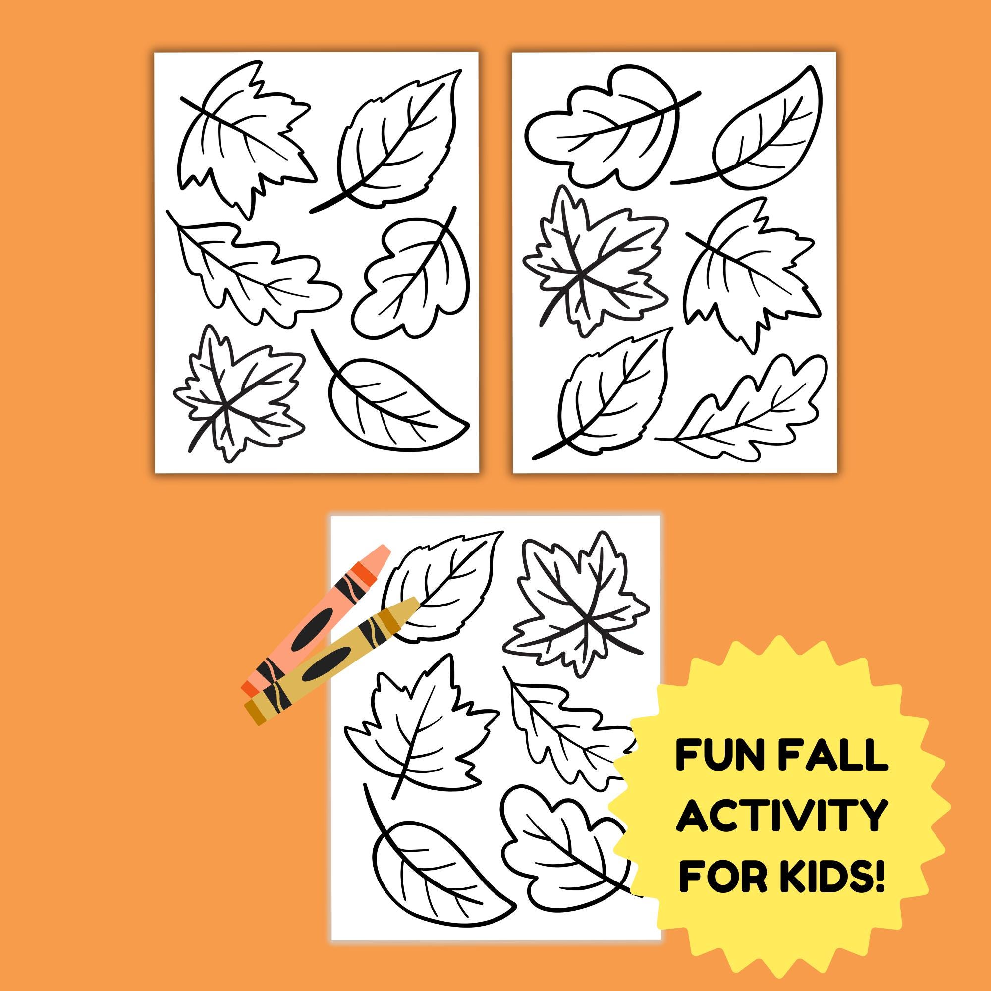 Fall Leaf Coloring Pages for Kids Printable, Autumn Leaves Activity ...